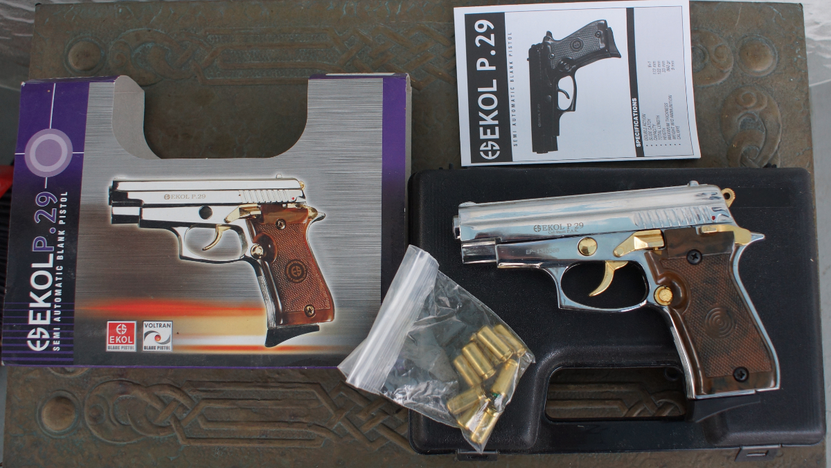 SIG Sauer P229 Replica 9mm Blank Firing Pistol Black Gold Ekol P.29 9mm ...