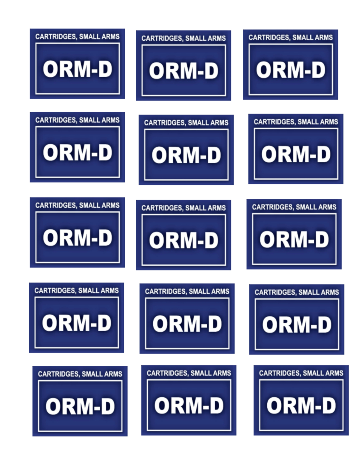 STI Guns Small Arms Cartridge Labels ORM-D ORM Stickers 2.5in X 2in Set ...