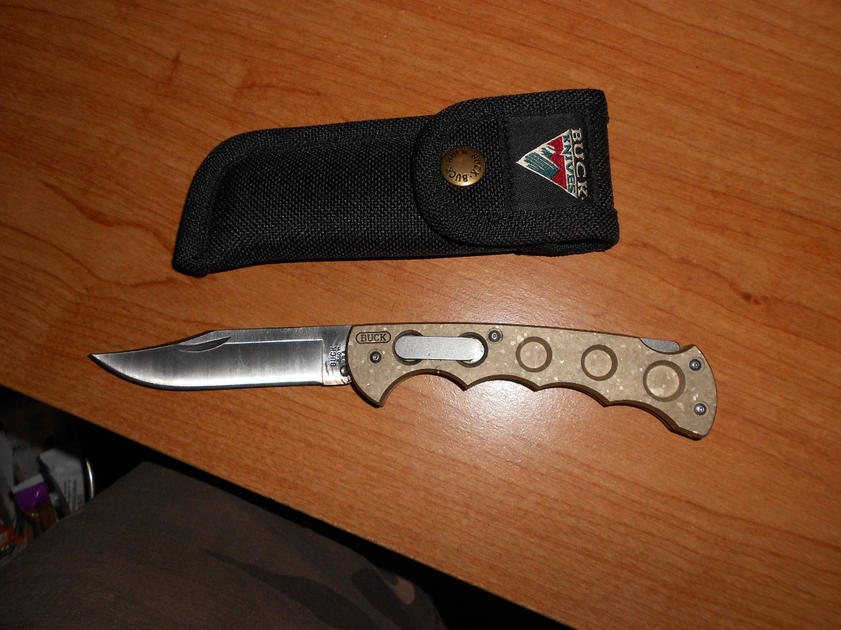 New Buck 560 Titanium push button open lock back knife 17120699 ...