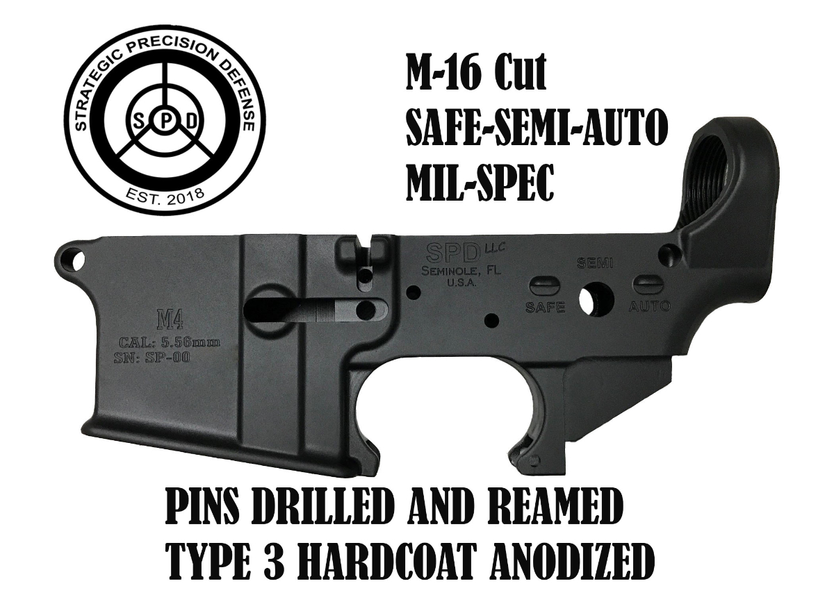 SPD LLC Ar 15 Lower Receiver M16 cut pocket HardCoat III anodized black ...