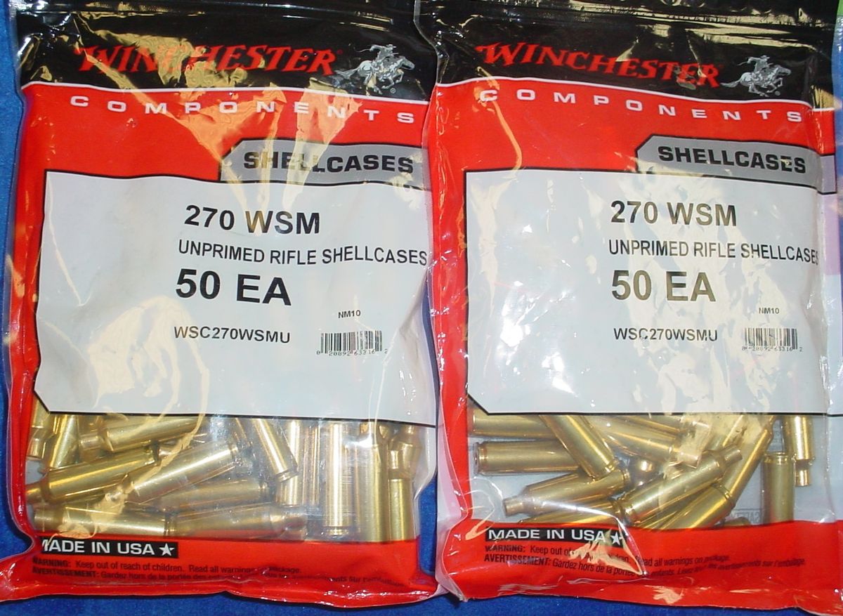 Winchester WICHESTER 270 WSM NEW BRASS 100 RDS .270 WSM 17157764 ...