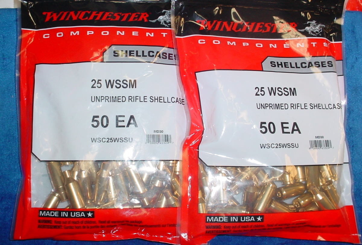 WINCHESTER 25 WSSM NEW BRASS 100 RDS .25 WSSM 17240144 - GunAuction.com