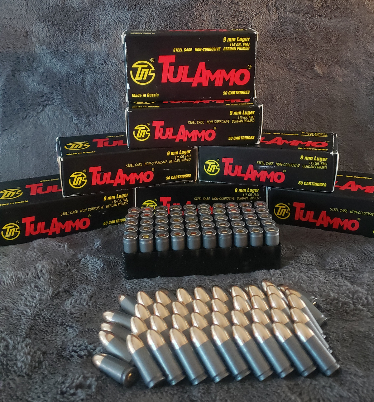 Tula Ammunition 9mm Luger Handgun Ammo, 115 GR FMJ Non-Corrosive ...