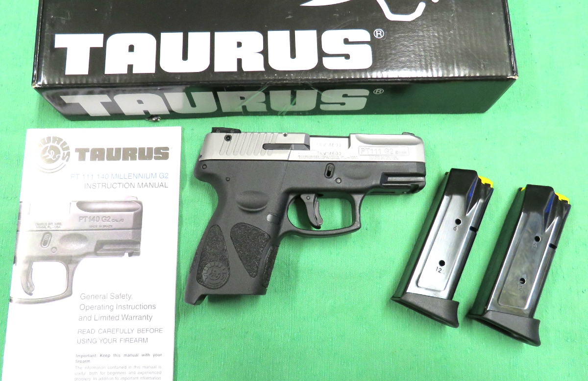 Taurus Pt-111 Millenium G2, Two 12-Rd Mags, Stainless, New In Box 9mm ...