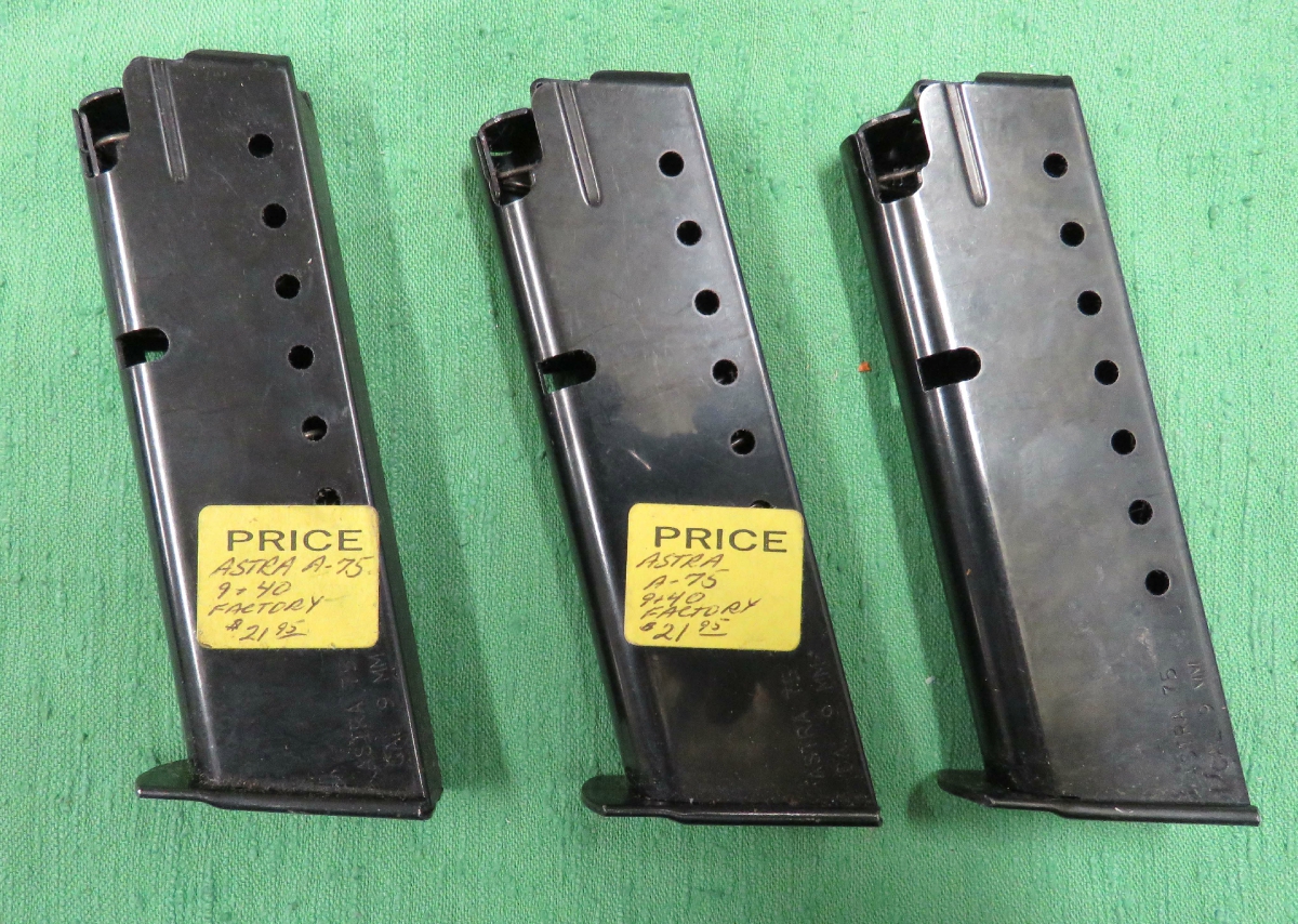 Astra-Unceta Three A75 factory magazines, 9mm & 40 caliber, As New .40 ...