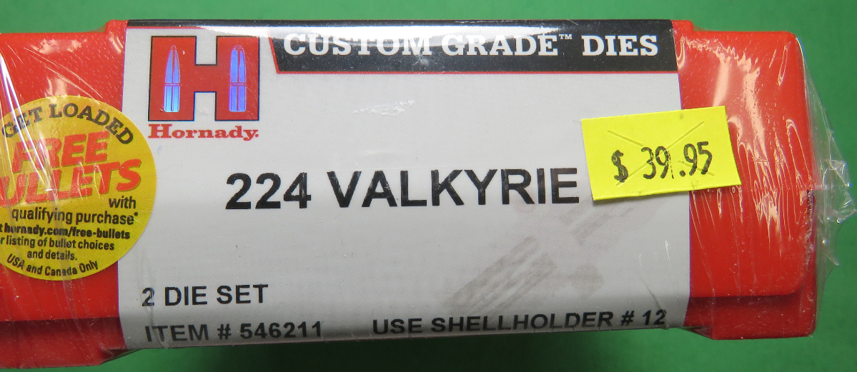 Hornady Custom Grade 2-die set, 224 Valkyrie, Brand New sealed box .224 ...