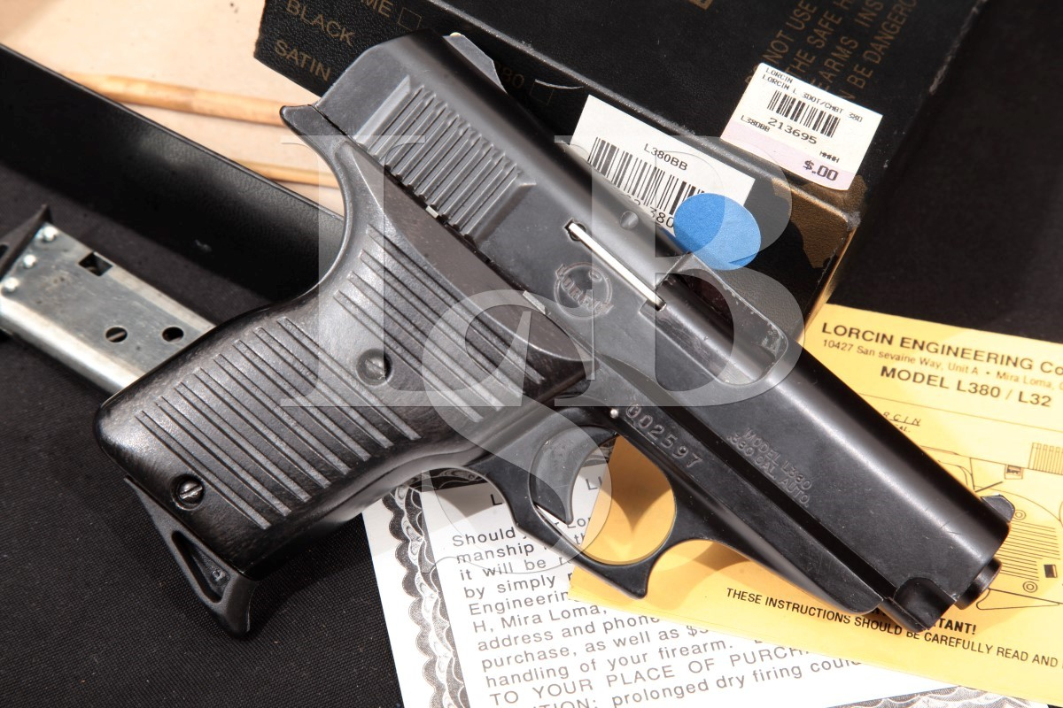 Lorcin Model L380, Black 3 1/2" Blowback Semi-Automatic Pistol, Box ...