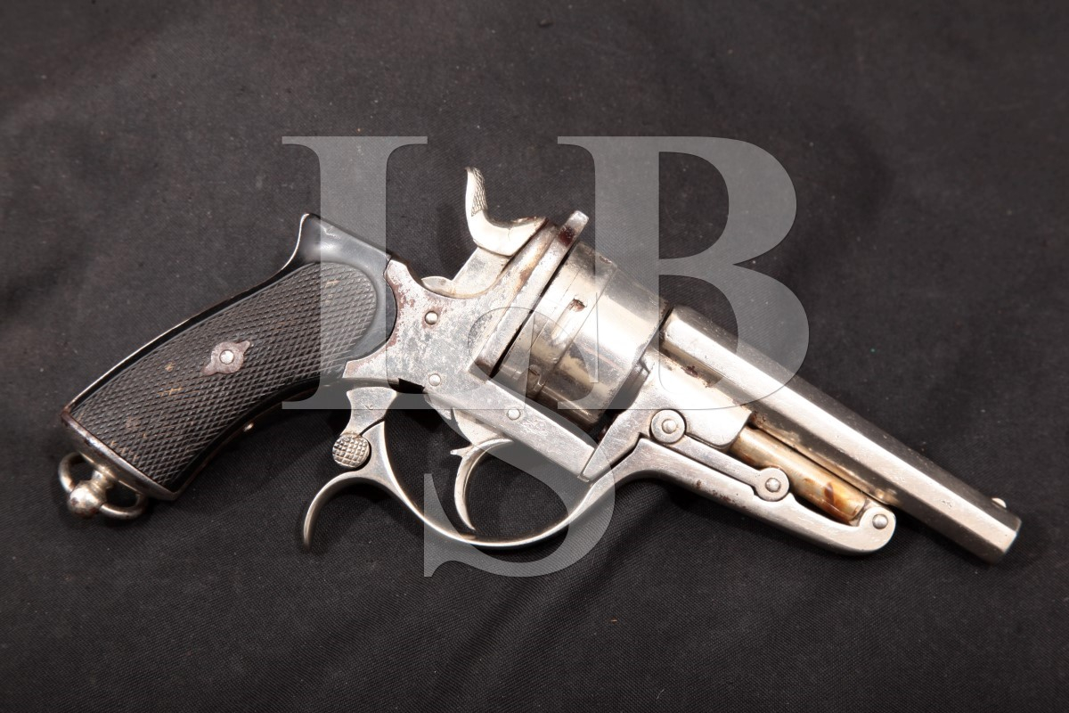 Spanish Under-Lever Opening Revolver, Open Top, Nickel, 4 Double Action ...
