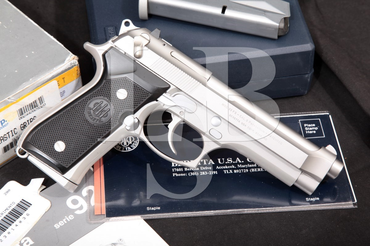Beretta Model 92fs 92-Fs Inox Br92fss, Stainless & Alloy 4.9" Sa/Da ...
