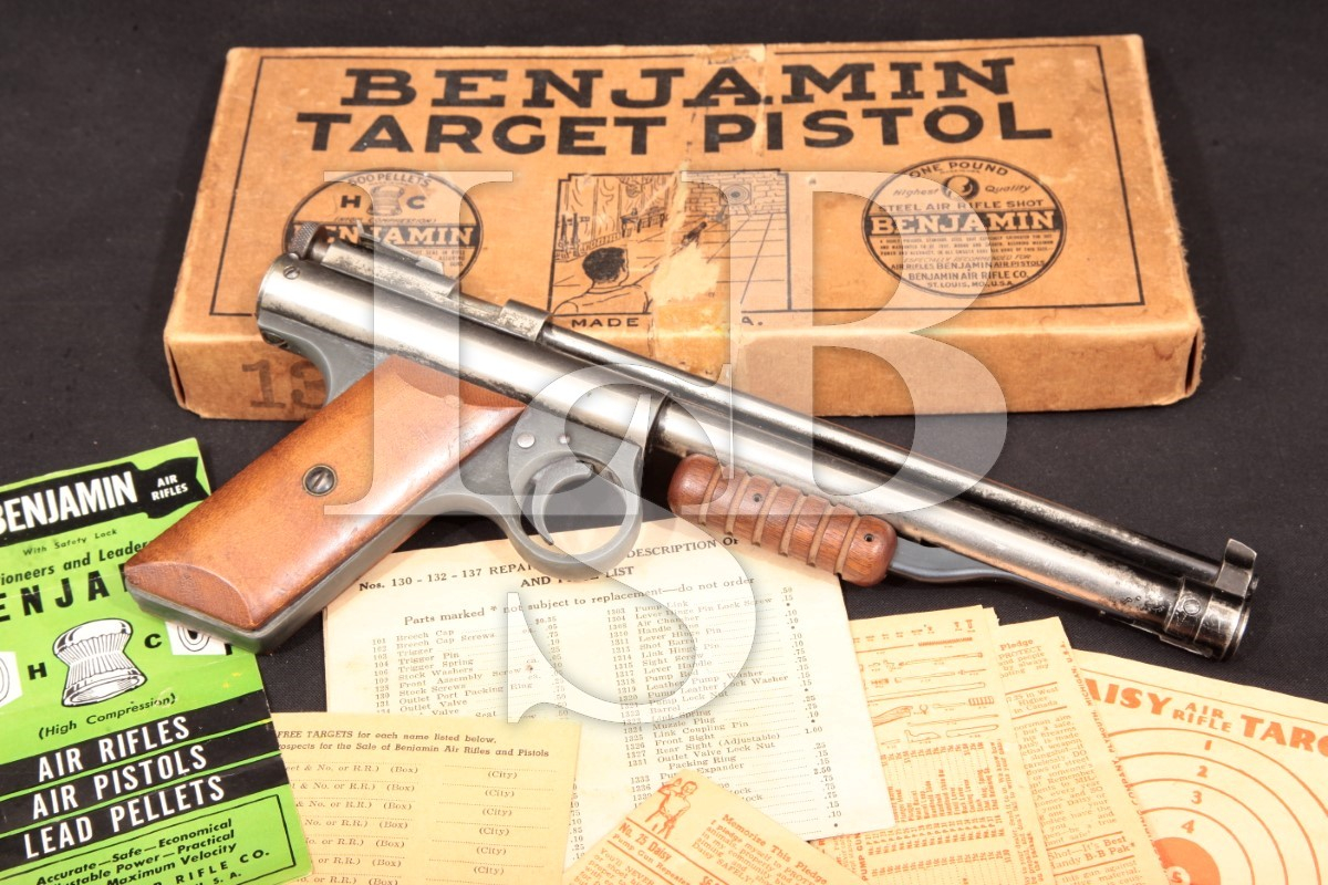 Vintage Pre-1957 Benjamin Model 130 Target Air Pistol & Box .177 ...