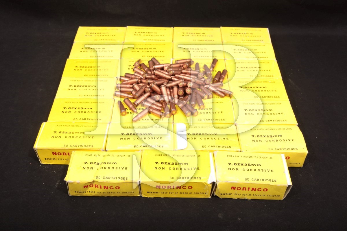 1700x 7.62x25mm Tokarev Ammunition Norinco Copper Washed Steel Case ...