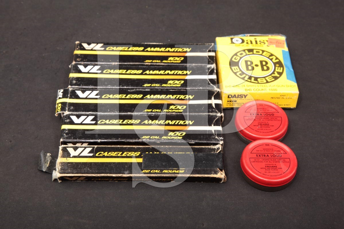 Mixed 500x .22 Caseless & Blank Ammo & 1000x Daisy Golden Bullseye BB`s ...