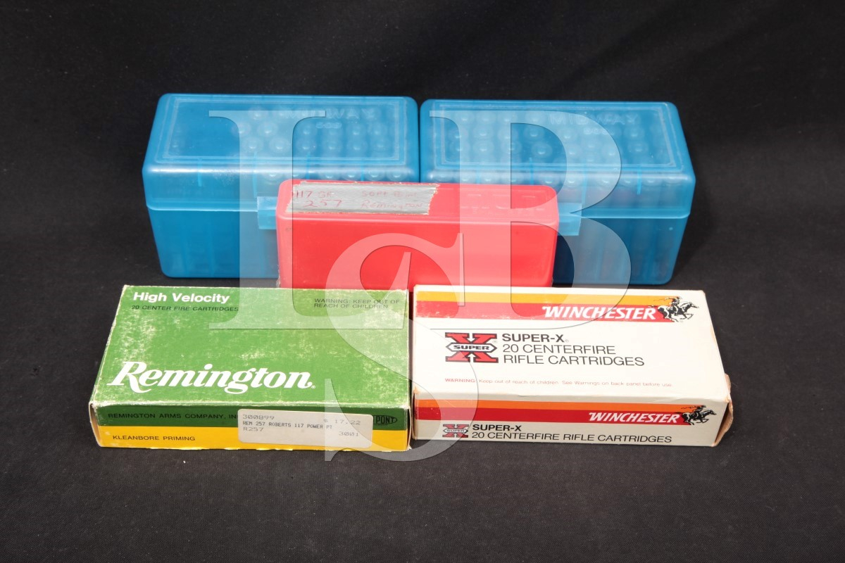 Mixed 143x .257 Roberts Ammunition Rem, Win. & Reloaded 75-117 Grain ...