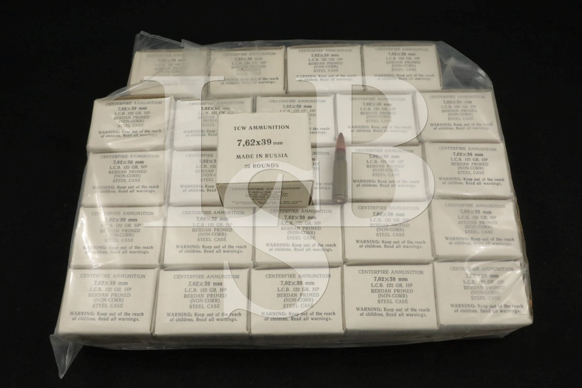 500x 7.62x39 Ammunition Tula Cartridge Works 122 Grain JHP Magnetic ...