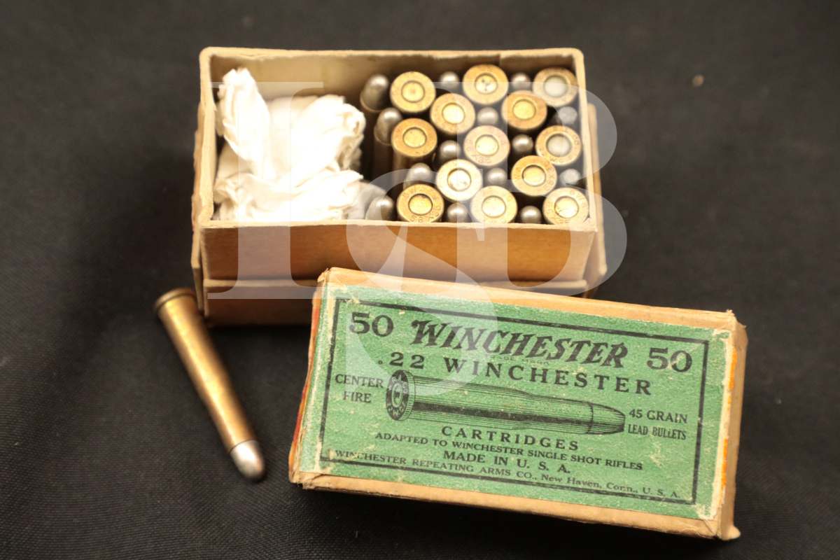 Winchester 18x .22 WCF Vintage Ammunition Win. 1920`s Box & German Lead ...