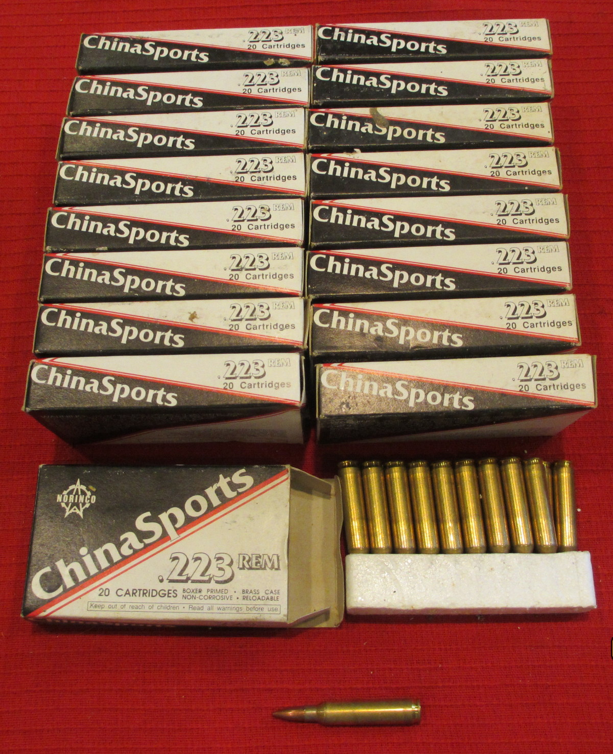 Norinco 223 Remington Ammo 55 grain FMJ 338 Rounds .223 Rem. 17164373 ...