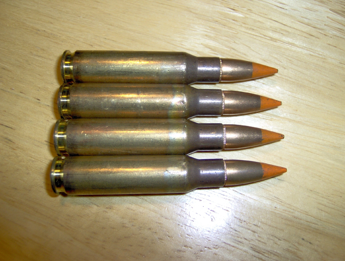 7.62 NATO 308 M62 147 grain Full Metal Jacket Orange Tipped Tracer ammo ...
