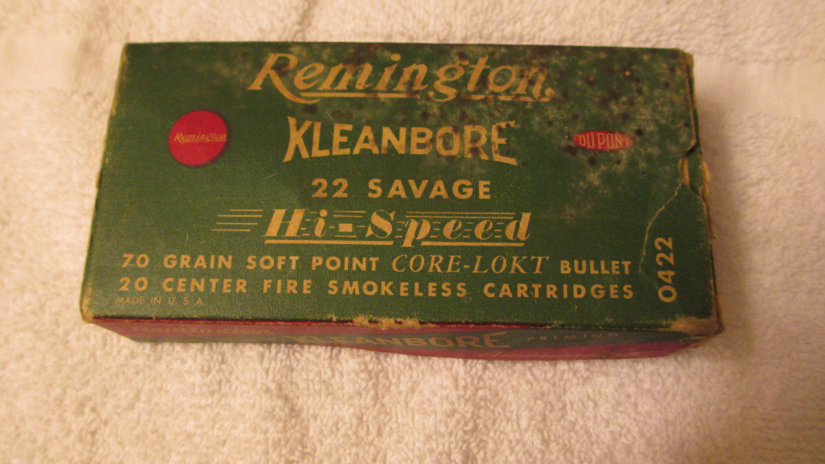 Remington FULL VINTAGE BOX (20 ROUNDS) of 22 SAVAGE HIGH POWER .22 LR ...