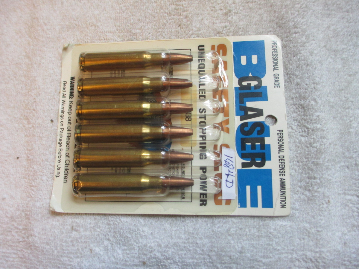 GLASER BLUE SAFETY SLUGS - 308 - ORIGINAL SEALED PACK OF 6 .308 Win ...