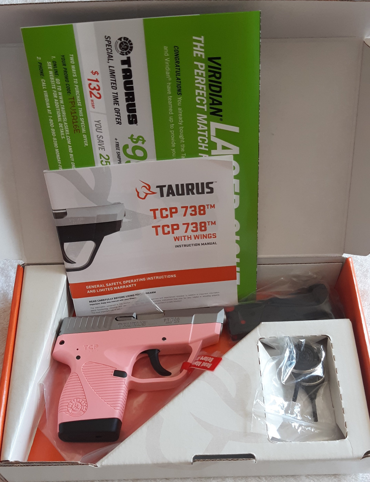 Taurus PT738 TCP Pink/Stainless Steel Slide .380 ACP 17101304 ...