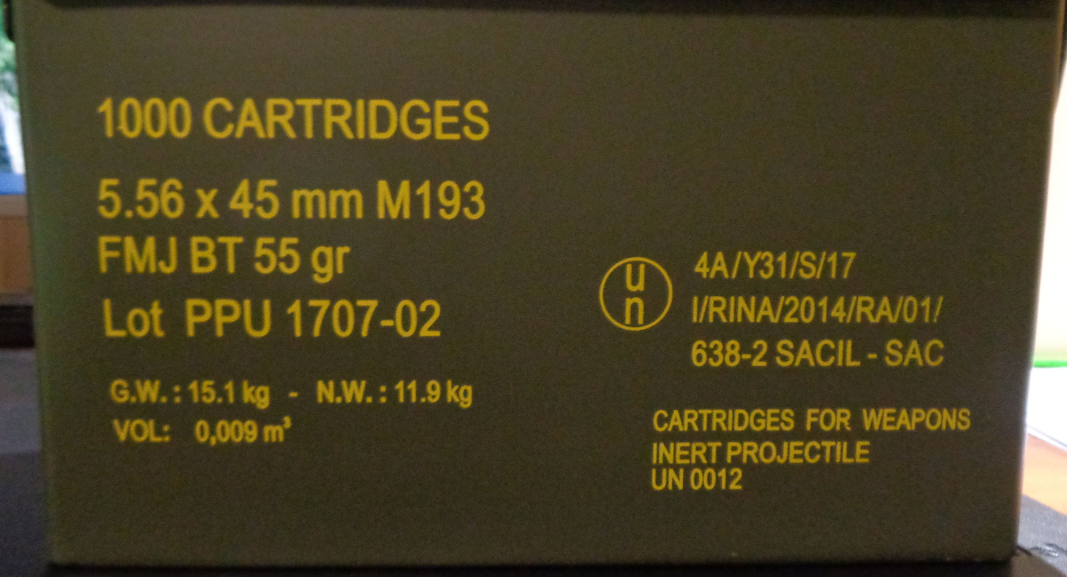 Prvi Partizan PPU PPN5561MC M193 5.56x45 55gr FMJ BT 1000 Round Ammo ...