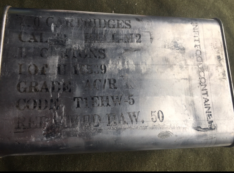 US Government Issue WW2 30-06 SILVER SPAM CAN 220 ROUNDS AMMUNITION ...