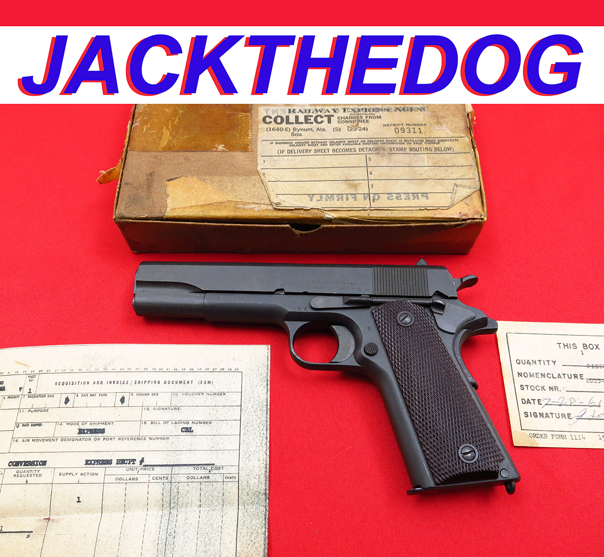 Colt 1911 U. S. ARMY .45 AUTO... ARSENAL REWORK W/ 1961 DCM DOCUMENTS ...