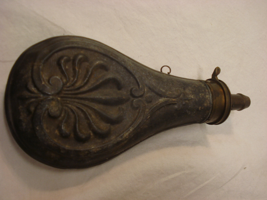 Original Adjustable Powder Flask w/Pewter Body 14091449 - GunAuction.com