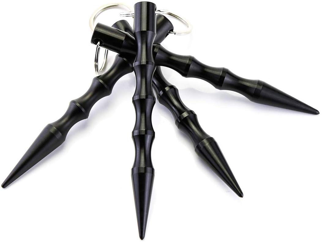 Kubaton Keychain Aluminum Tactical Kubotan Keyring (Black, 4 total ...