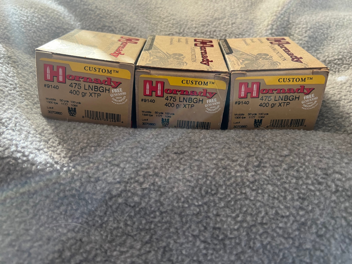 Hornady 475 Linebaugh Ammunition-400 Grain XTP-Auction for 1 Box .475 ...