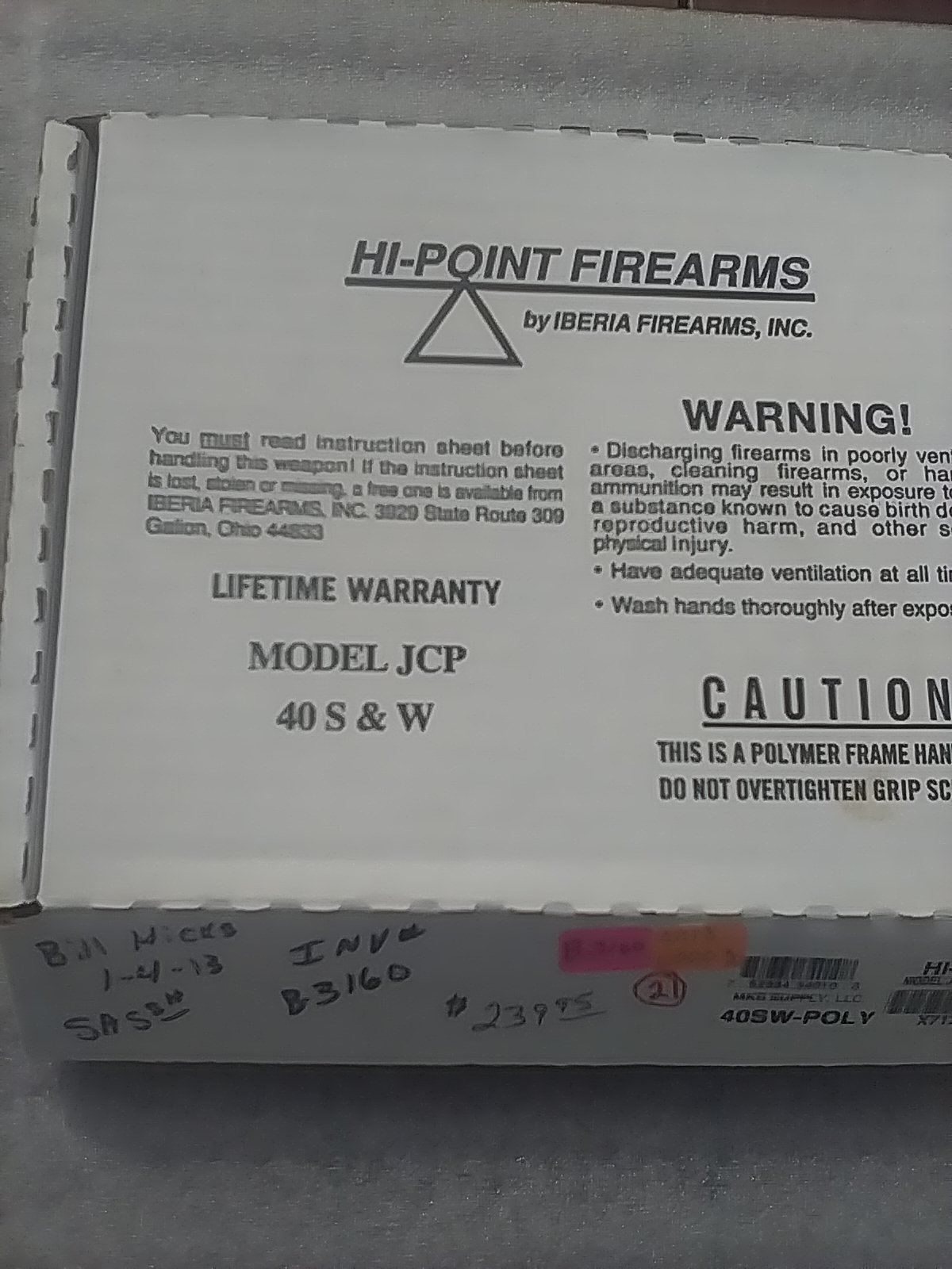Hi-Point Hipoint JCP .40 S&W 17270952 - GunAuction.com