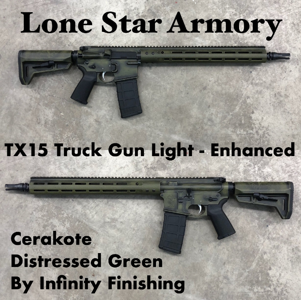 Lone Star Armory Tx15 Distressed Green Cerakote Demo Ar15 5.56mm Nato ...