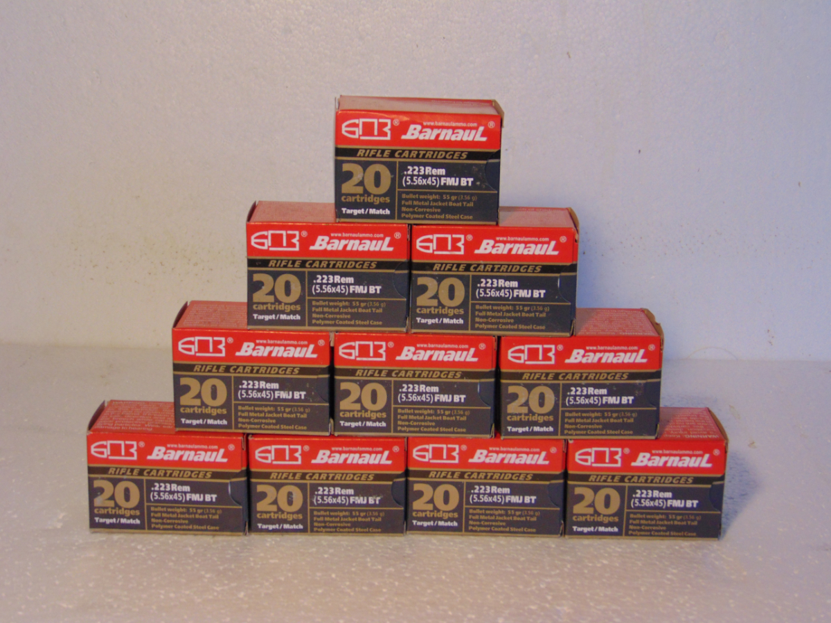 Ten Boxes, 200 Rounds, .223 Remington 55 Grain FMJ, New in Box .223 Rem ...