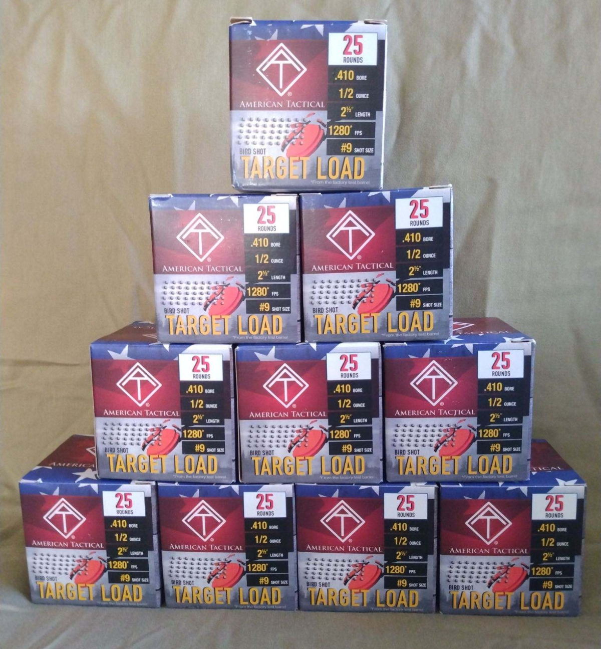 American Tactical Imports ATI Ten Boxes, 250 Rounds, .410 gauge 2 1/2" Target Loads, 1/2 ounce ...