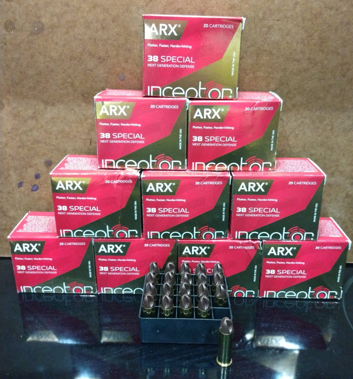 You are bidding on 10 Boxes of ARX Inceptor`s .38 Special, 20 rounds ...