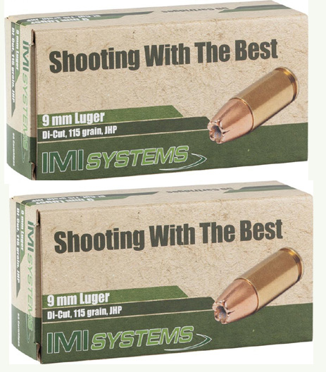IMI Israeli Military Industries IMI Ammunition 9mm Luger 115 Grain Di-Cut Jacketed Hollow Point ...