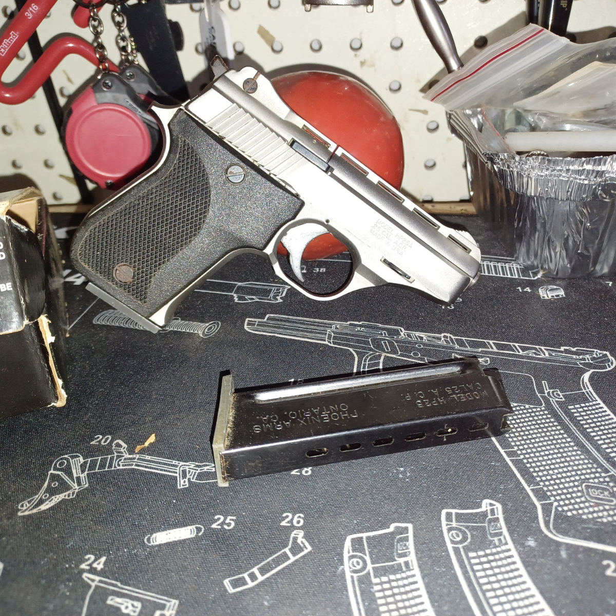 Phoenix Arms Phoenix .25 pocket pistol. Lots of safeties, but shoots ...