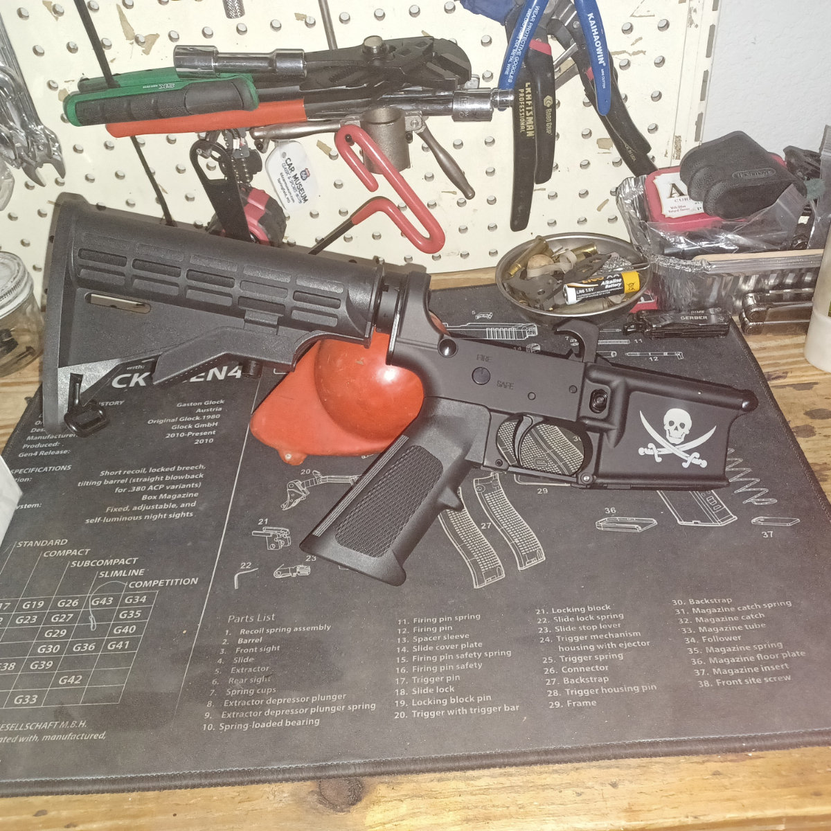 Konza Guns AR15 lower, complete, with Jolly Roger on mag well. Just ...