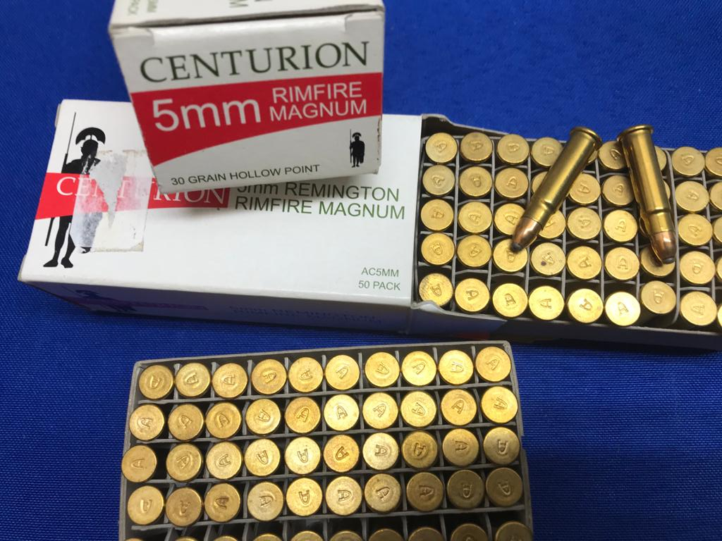 Centurion 5MM Rimfire Magnum Ammo, Two Full Boxes, 100 Rounds 5 mm rem ...