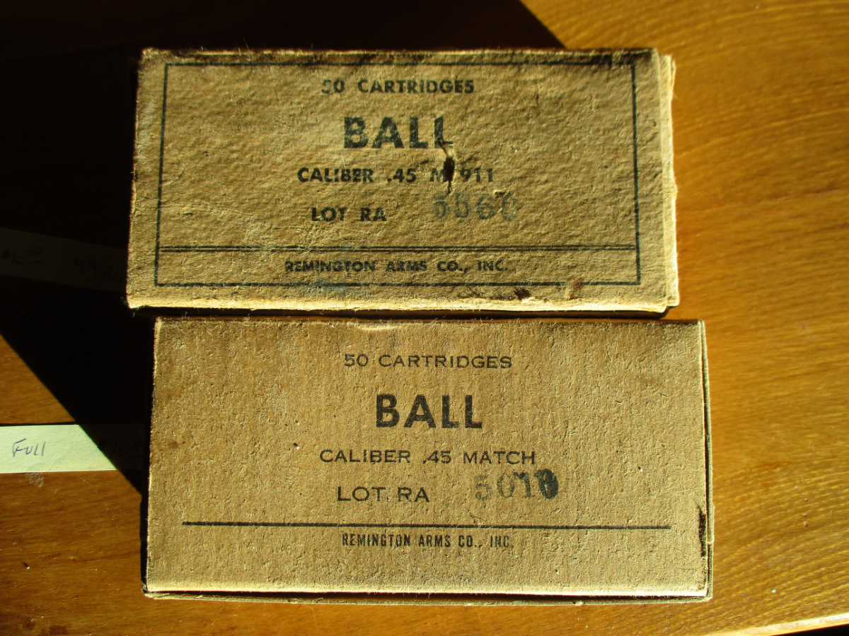 Remington (2) BOXES .45 ACP BALL AMMO (1) PARTIAL (99) RDs. TOTAL .45 ...