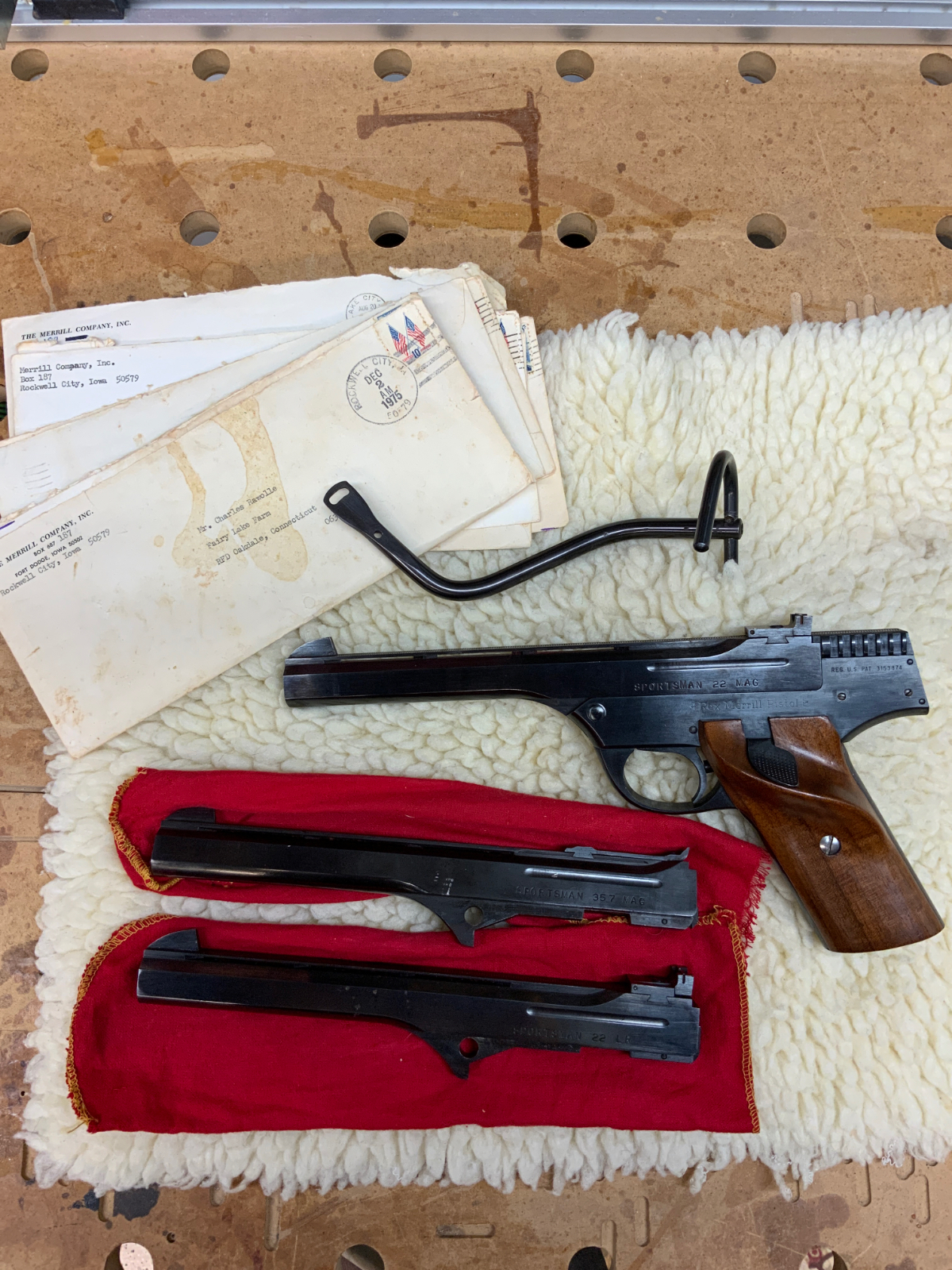 REX MERRILL SINGLE SHOT PISTOL 3 BBL SET 22 LR 22 MAG 357 MAG TEST ...