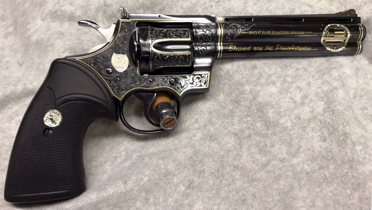 PRICE REDUCED Master Engraved "Back The Blue" Custom Colt Python - Gold ...