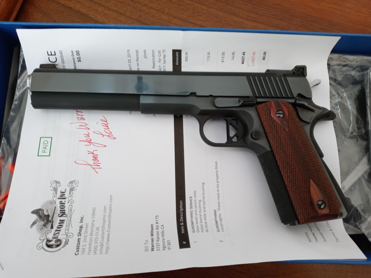 SEVEN INCH Custom 70 series Colt .45 with Colt Custom Shop finish .45 ...