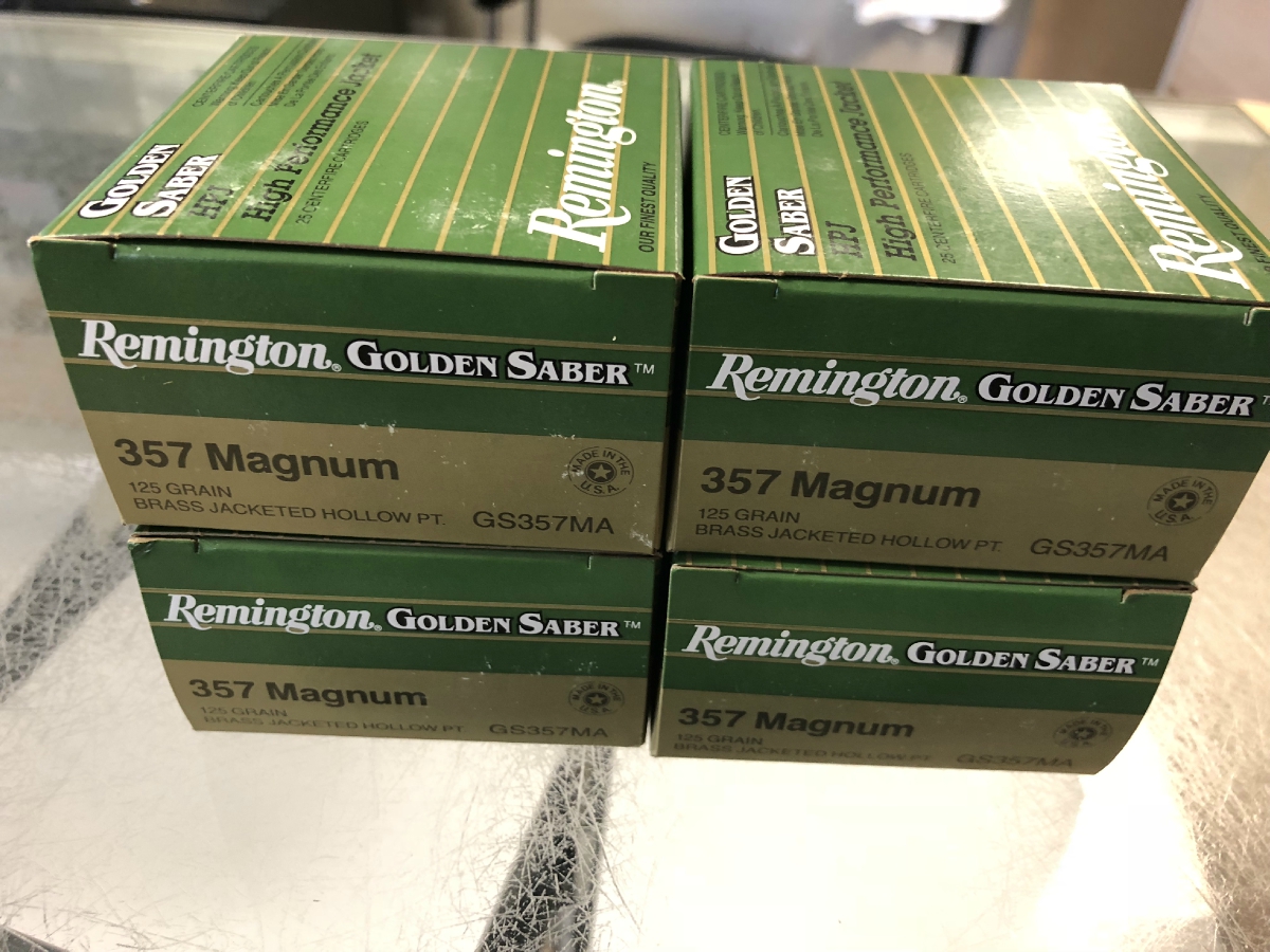 100 Rounds Remington Golden Saber Ammo 357 Magnum 125 Grain Brass ...