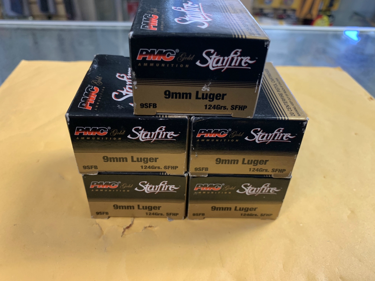 100 Rounds Pmc Gold Starfire Ammunition 9mm Luger 124 Gr Sfhp 1090 Fps ...