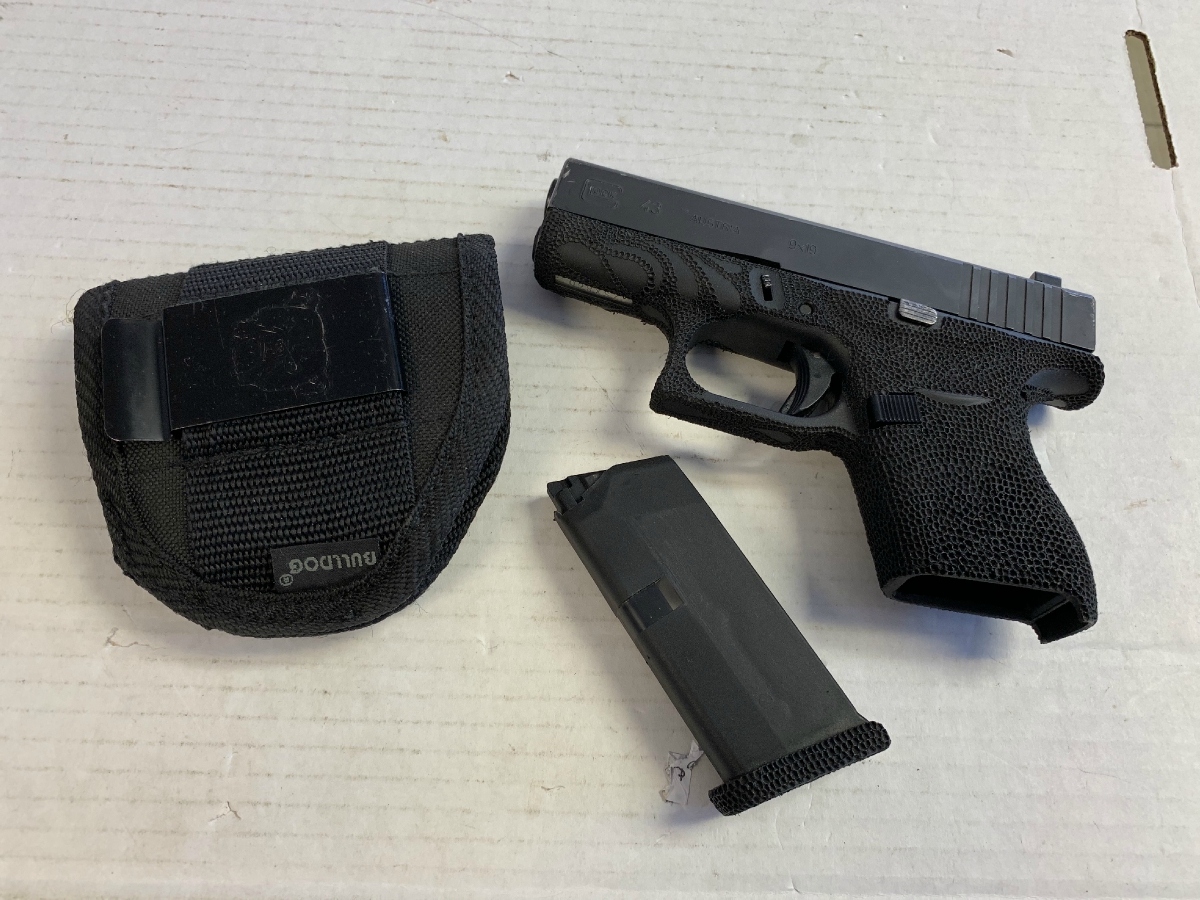 Glock Model G43 Semi-Auto Pistol 6+1 Magazine Stippled Frame Rear Night ...