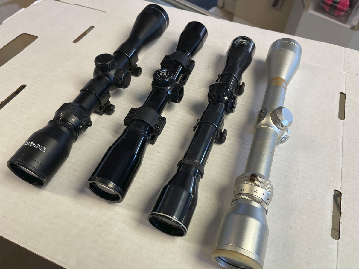 NICE LOT OF FOUR USED RIFLE SCOPES GOOD AND FAIR CONDITION SOLD AS IS ...