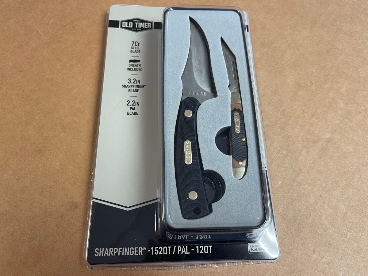 Sharps SCHRADE Old Timer 152OT Sharpfinger with Canoe Knife in Gift Tin ...