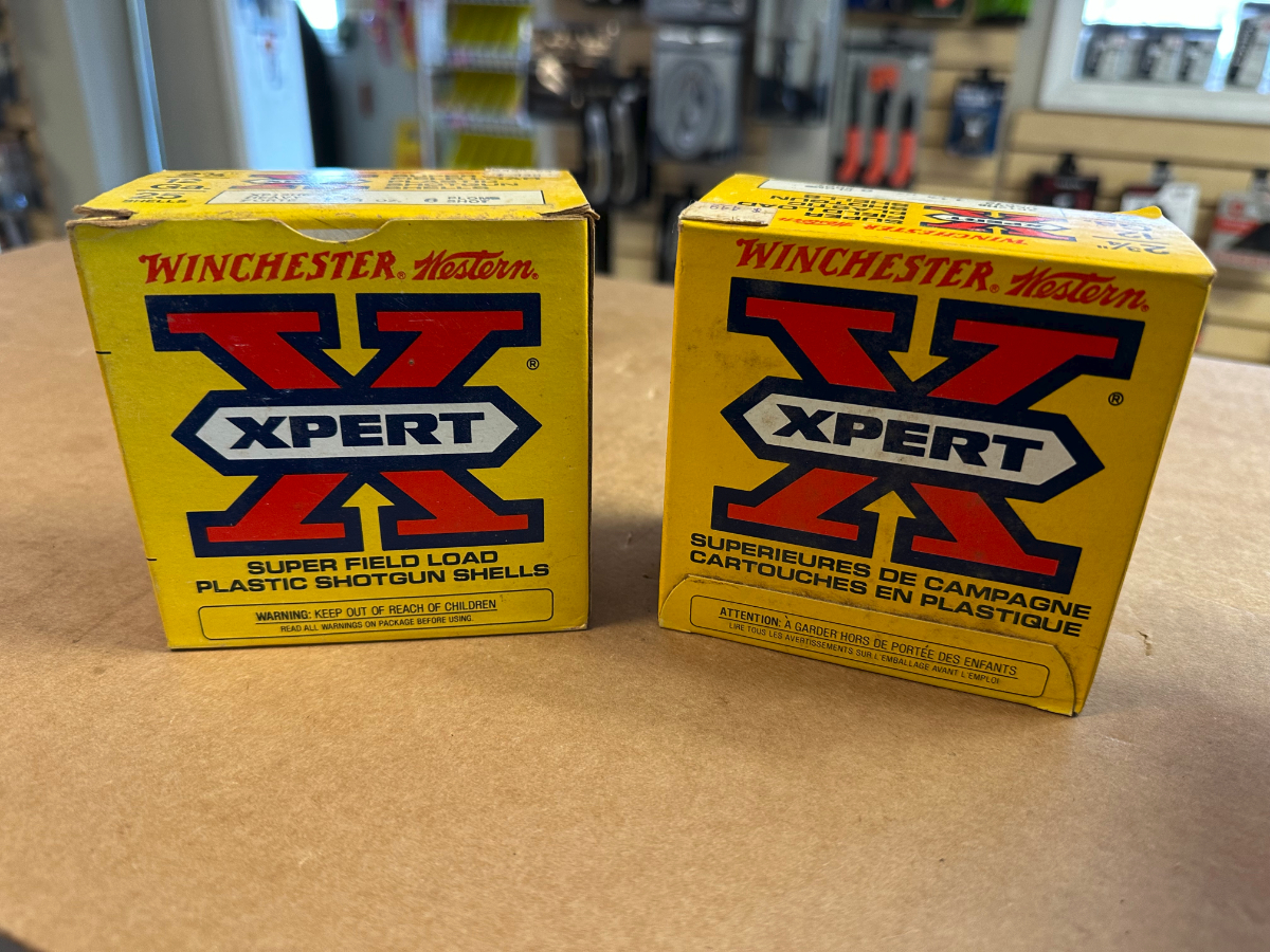 TWO VINTAGE WINCHESTER WESTERN XPERT SUPER FIELD 12GA SHOTGUN LOADS ...