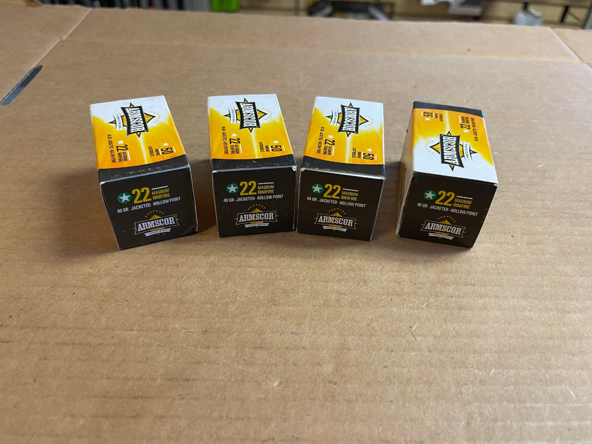 200 ROUNDS Armscor 50157 Rimfire 22 WMR 40 gr Jacketed Hollow Point ...